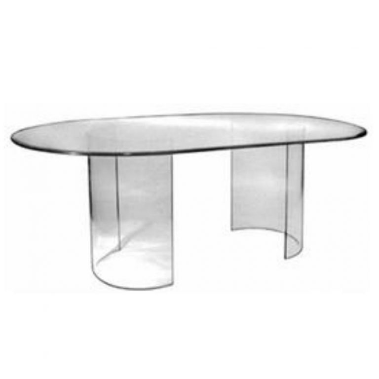 Half Moon Glass Dining Table - Ruth Fischl Event Rental