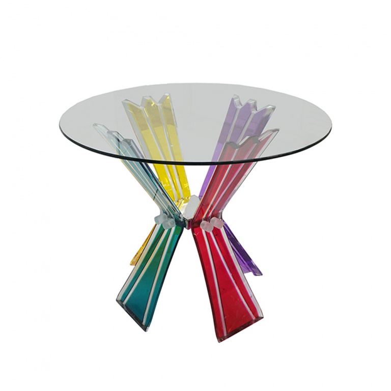 Colored Glass Cocktail Table Round - Ruth Fischl Event Rental