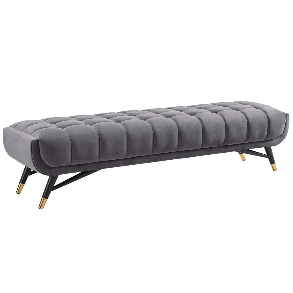 Lexington Bench Gray Velvet - Ruth Fischl Event Rental